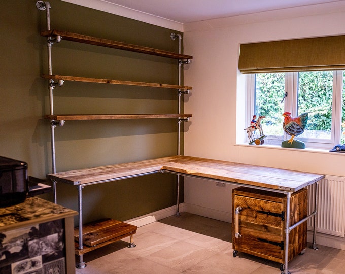 Bespoke Workstation - Corner Desk With Shelves and Optional Cupboard ...