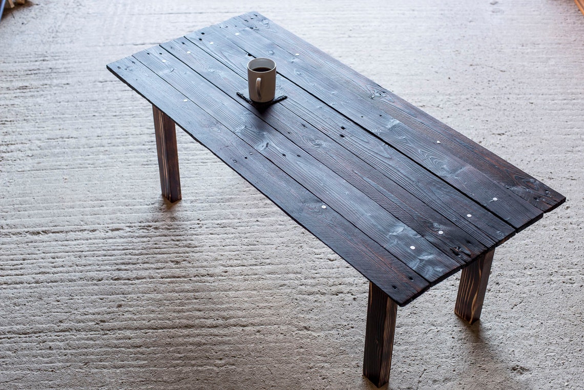 Reclaimed Scorched Wood Coffee Table. - Etsy