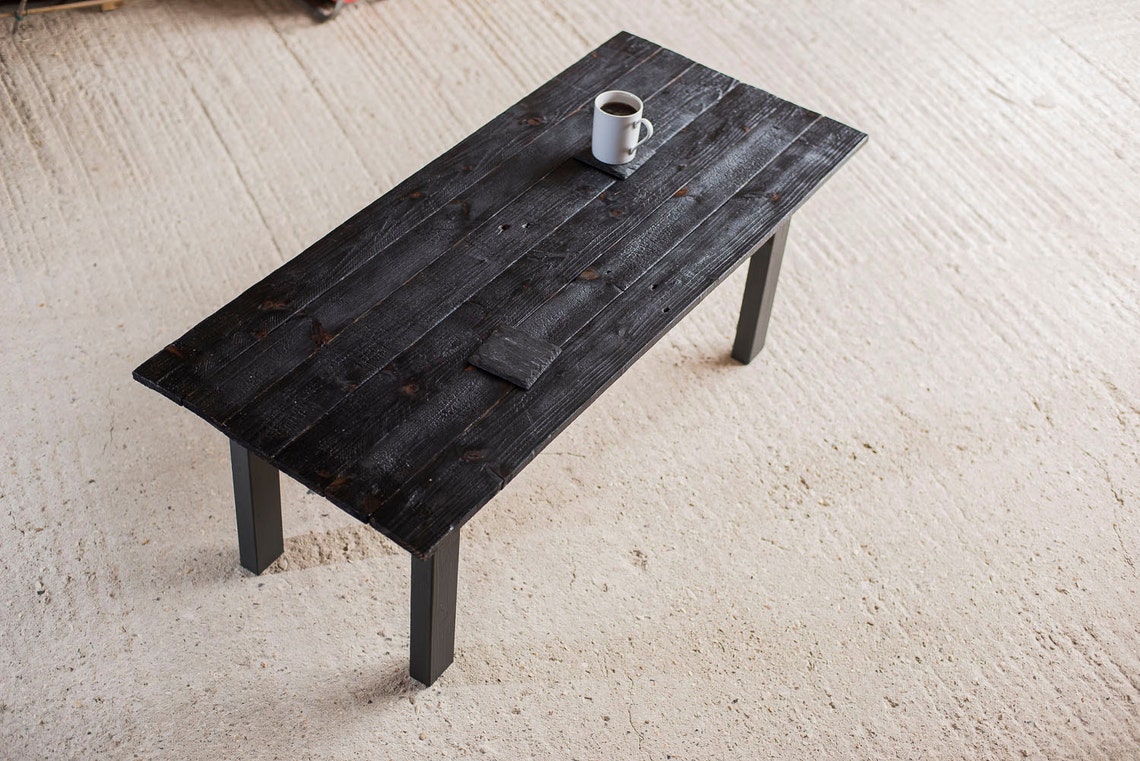 Reclaimed Burnt / Scorched Wood Coffee Table. - Etsy UK