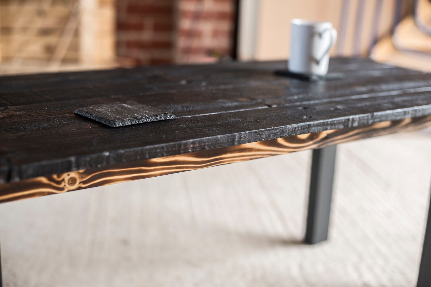 Reclaimed Burnt / Scorched Wood Coffee Table. - Etsy UK