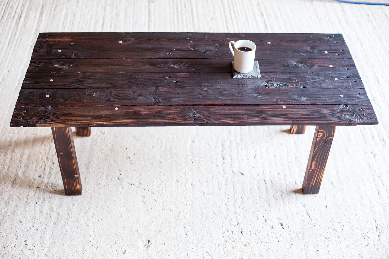 Reclaimed Scorched Wood Coffee Table. - Etsy UK
