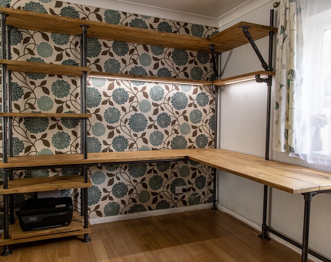 Bespoke Workstation - Corner Desk With Deep Top Shelf and Integrated ...