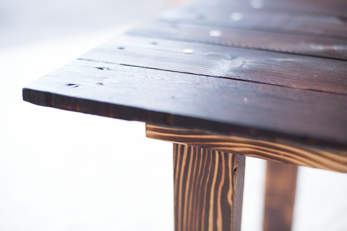Reclaimed Scorched Wood Coffee Table. - Etsy