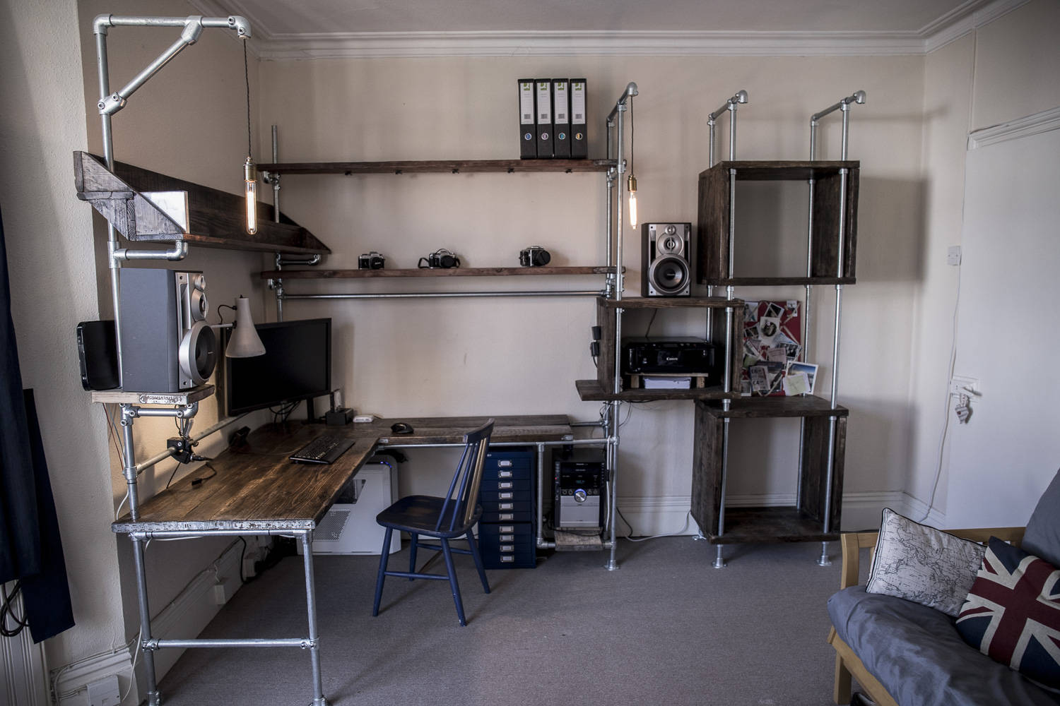Reclaimed Scaffolding and Pipe Workstation - Bespoke Desk and Shelving ...