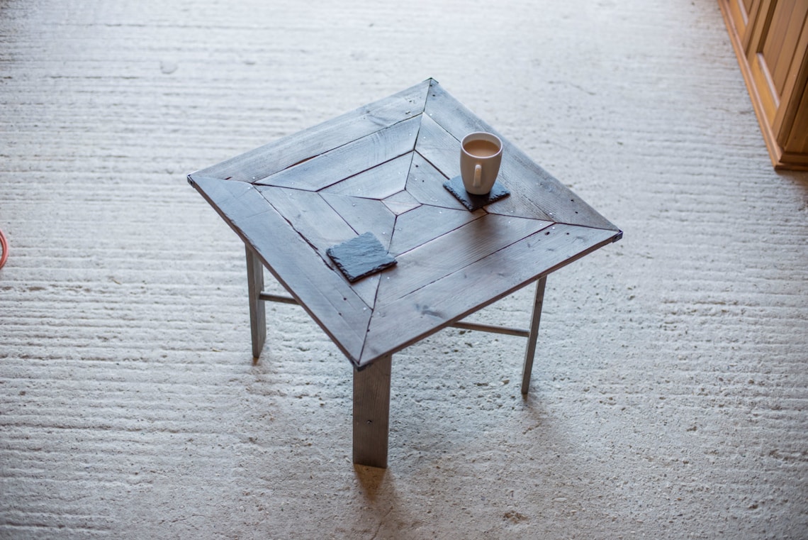 Reclaimed Wood Square Coffee or Lamp Table. Hand Made Rustic - Etsy