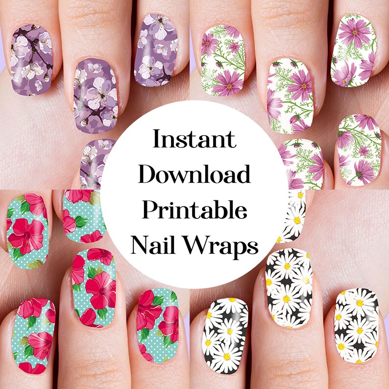 WATERSLIDE NAIL WRAPS 4 Sets of 18 Spring Flower Mix Decals - Etsy