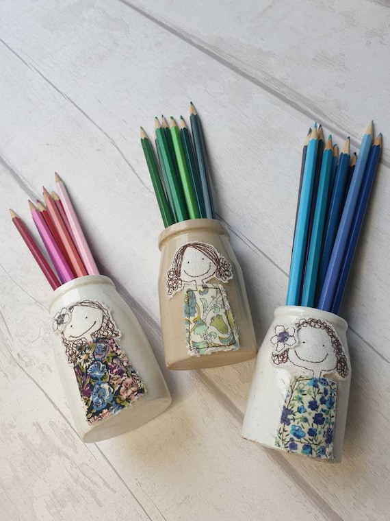 Pencil Pots / Make up Storage / Pots of Love by Justsosara | Etsy