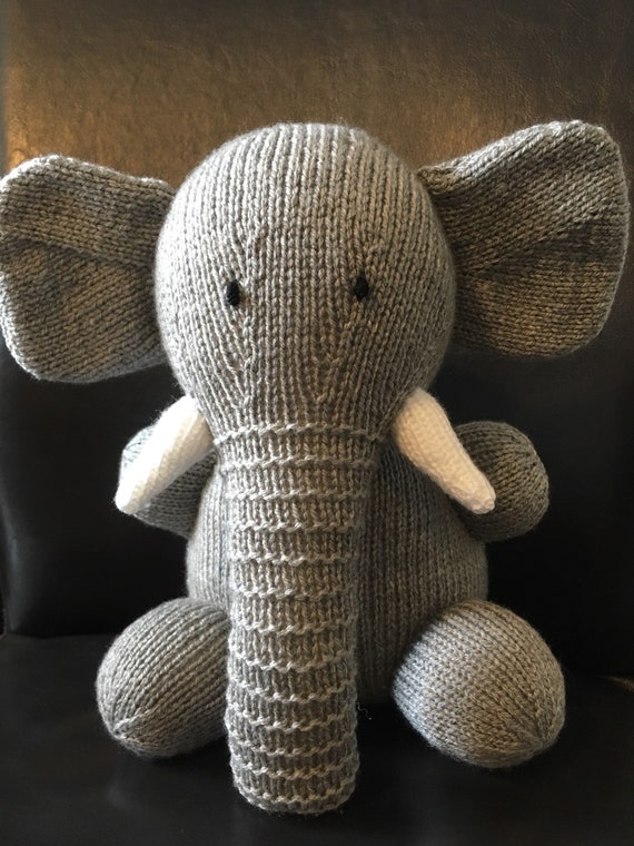 Handmade handknitted elephant toy. | Etsy