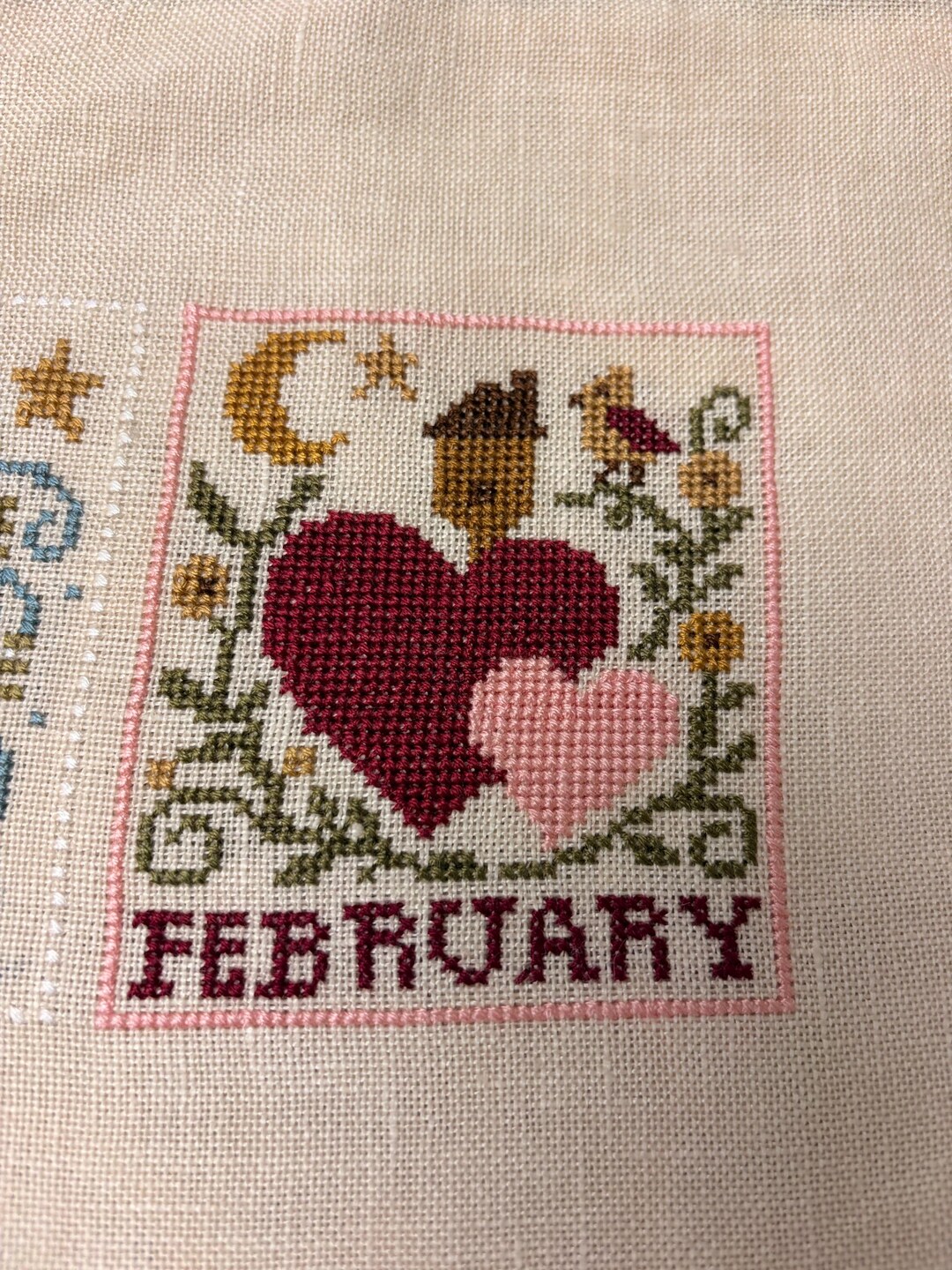 February Valentine Cross Stitch Pattern, Color and Black & White (paper ...