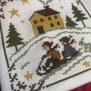 Winter Sledding Scene Cross Stitch Pattern, Country Series (PDF) - Etsy
