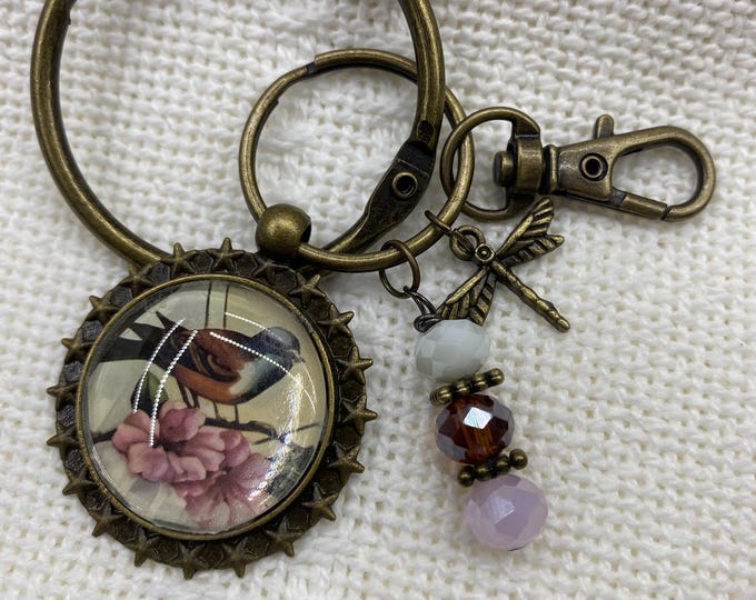 Floral Bird Thread Keeper /thread Bling / Scissor Fob With Bead and ...