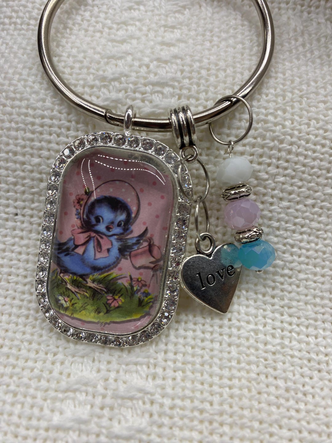 Vintage Bluebird Thread Keeper /thread Bling With Bead and Charm ...