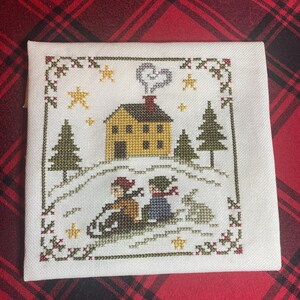 Winter Sledding Scene Cross Stitch Pattern, Country Series (PDF) - Etsy