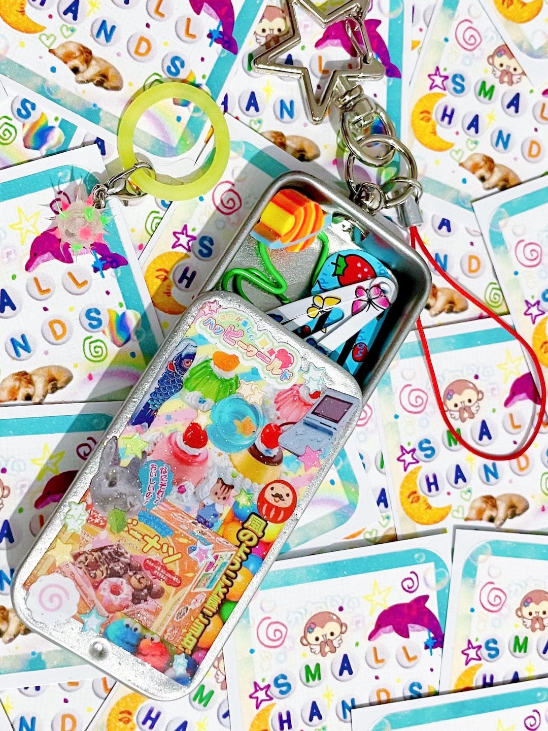Trinket Tin Keychain With Charm Kawaii Heisei Retro Inspired - Etsy