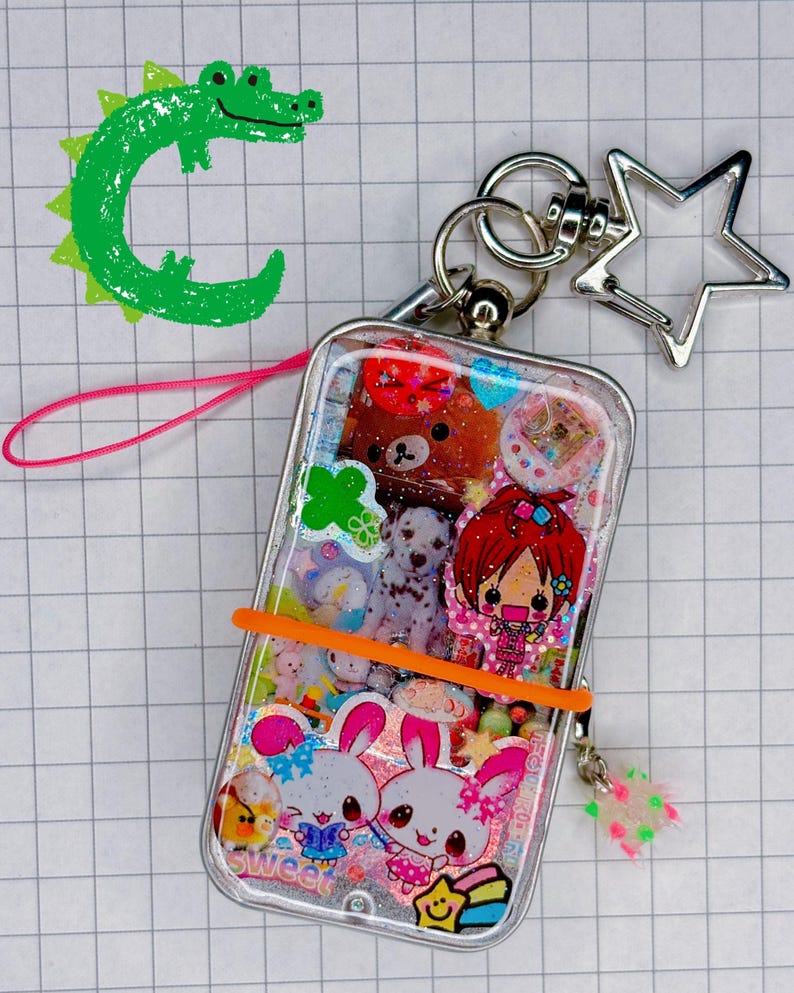 Trinket Tin Keychain With Charm Kawaii Heisei Retro Inspired - Etsy