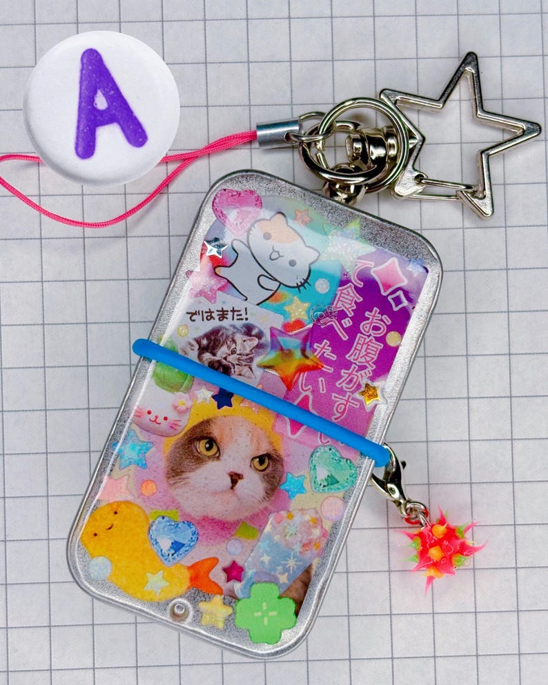 Trinket Tin Keychain With Charm Kawaii Heisei Retro Inspired - Etsy