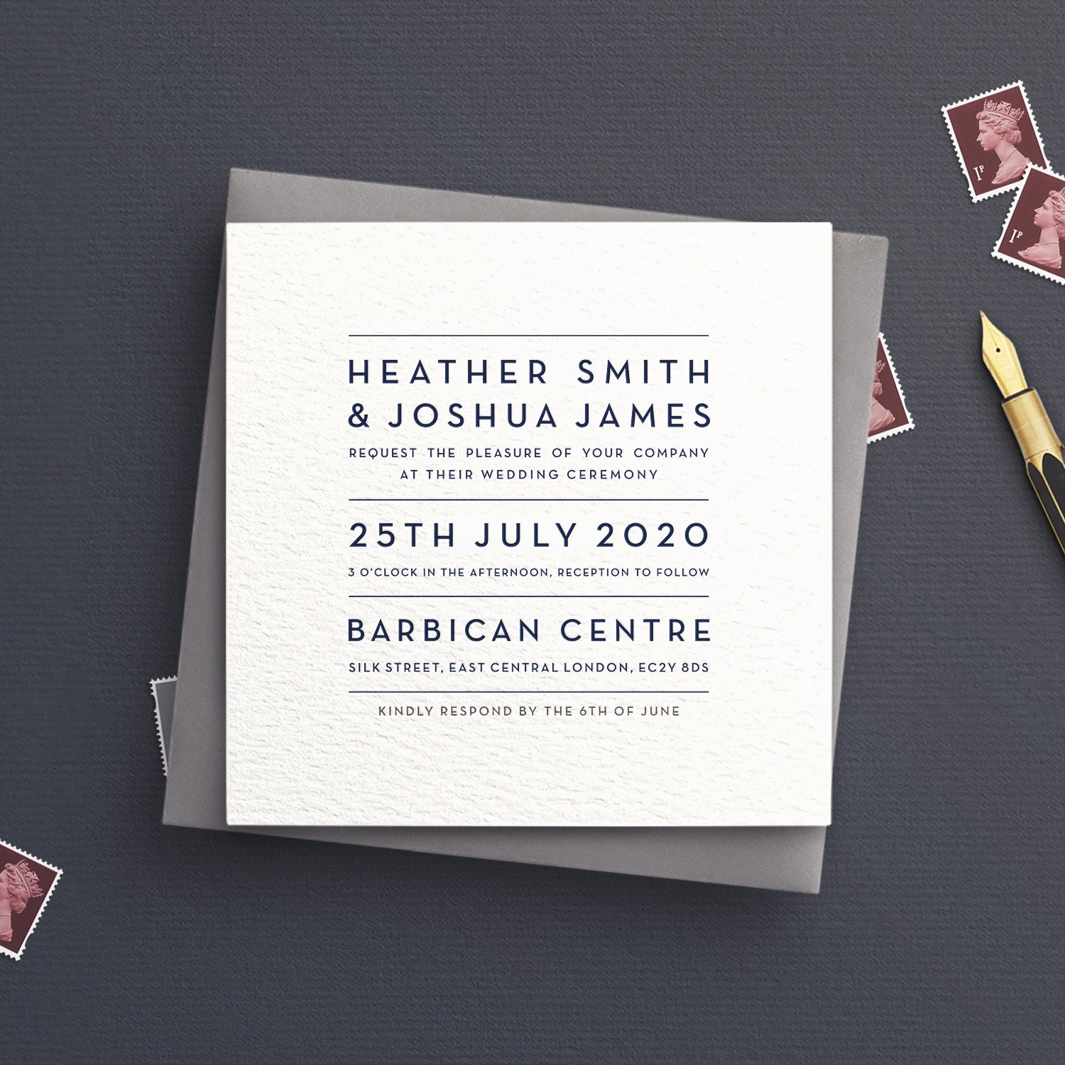 Minimal London Underground 1920s Wedding Invitation Set / | Etsy