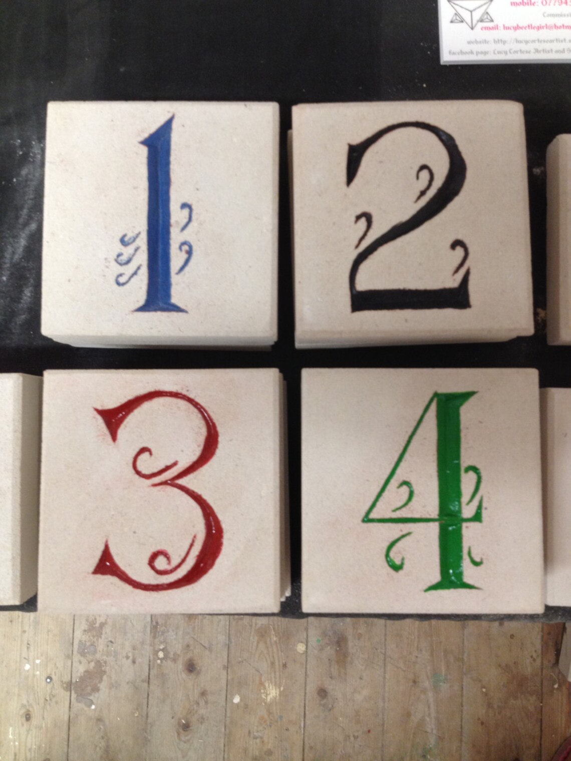 Hand-cut and Painted House Number Plaques in Portland Stone - Etsy UK