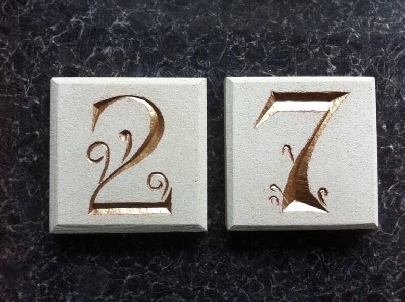 Hand-cut and Painted House Number Plaques in Portland Stone - Etsy