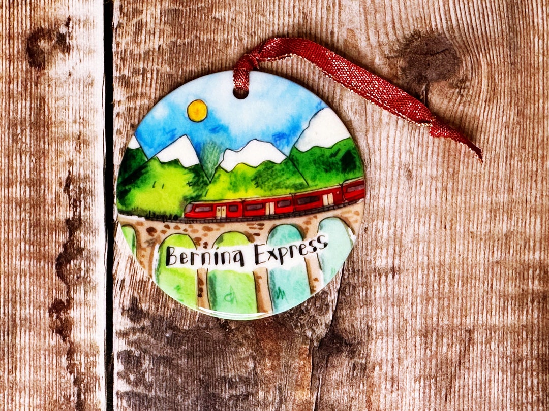 Bernina Express Train Switzerland Little City Landmark Ceramic Hanging ...