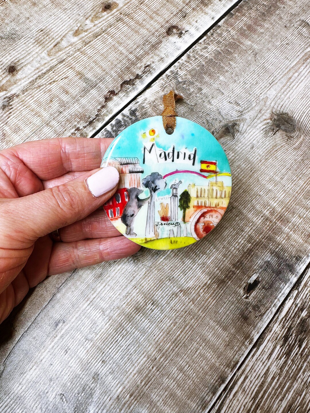 Madrid Spain Landmarks Cute Ceramic Hanging Decoration Christmas - Etsy