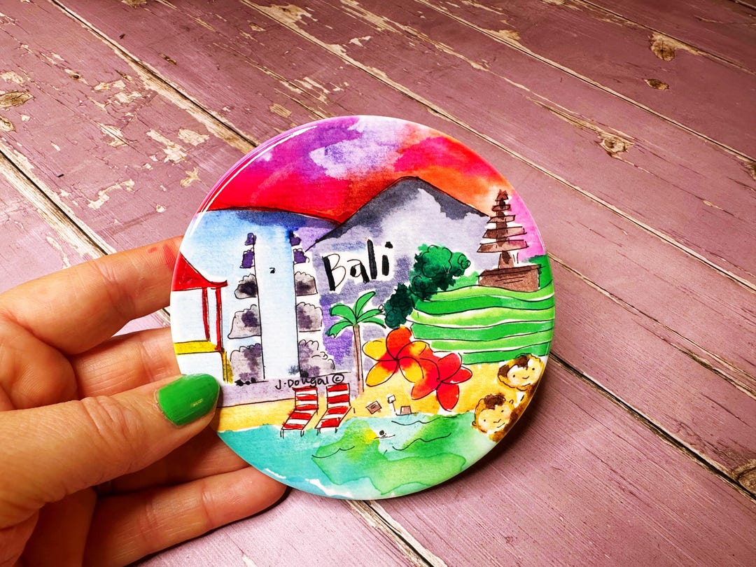Bali Indonesia Little City Landmarks Ceramic Coaster - Etsy