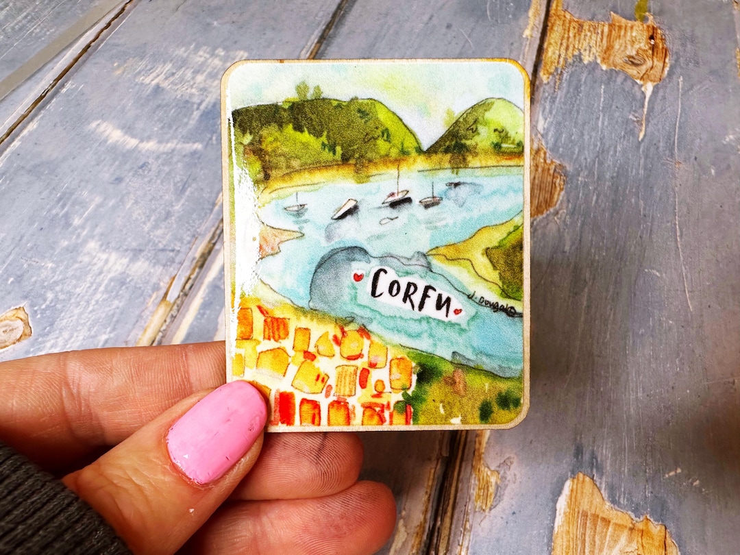 Corfu Greece Little City Landmark Cute Wooden Fridge Magnet - Etsy