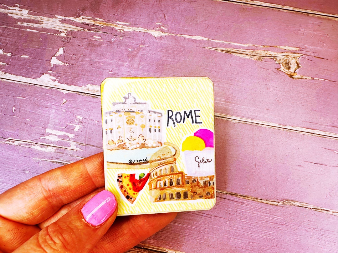 Rome Italy Little City Landmark Cute Wooden Fridge Magnet - Etsy