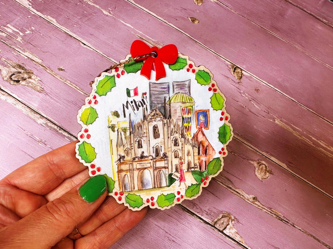 Milan Italy Little City Landmark Wooden Cute Hanging Decoration ...