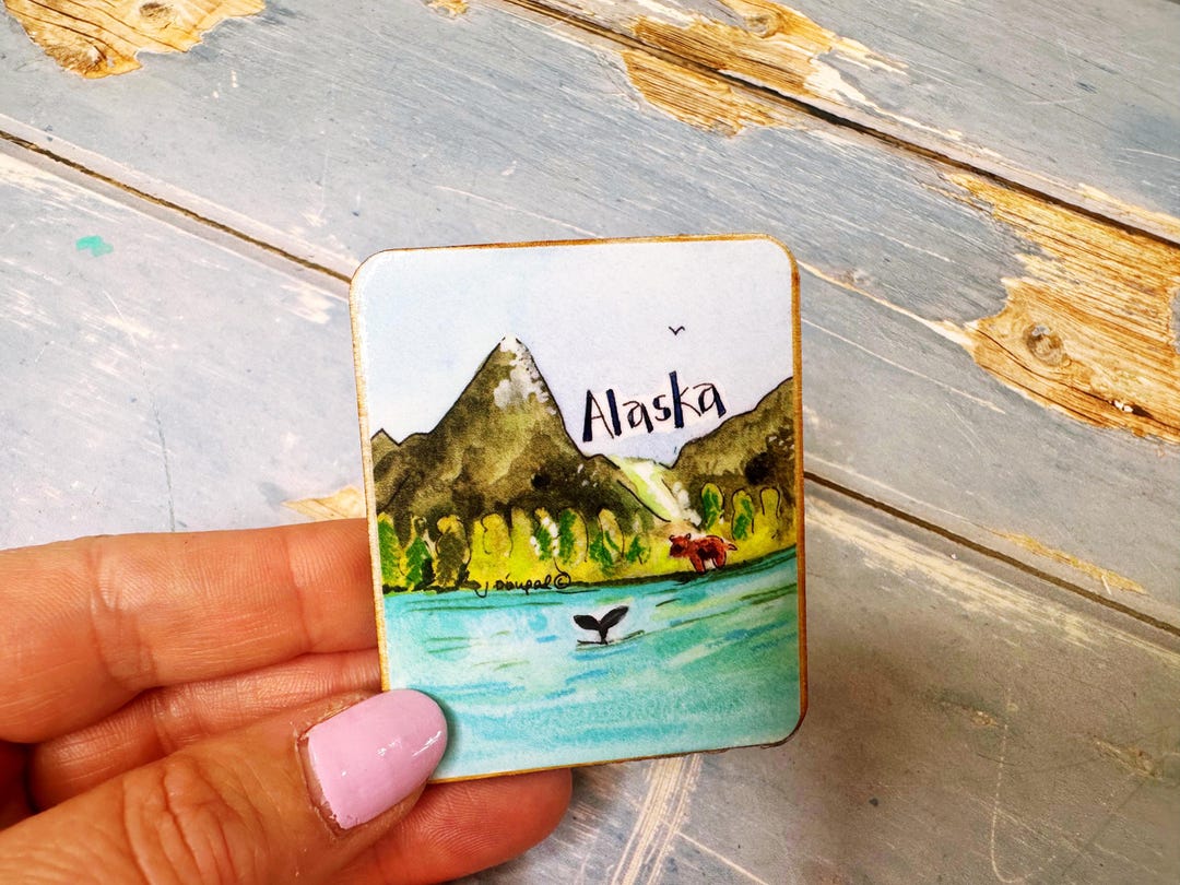 Alaska USA Cute Wooden Fridge Magnet - Etsy