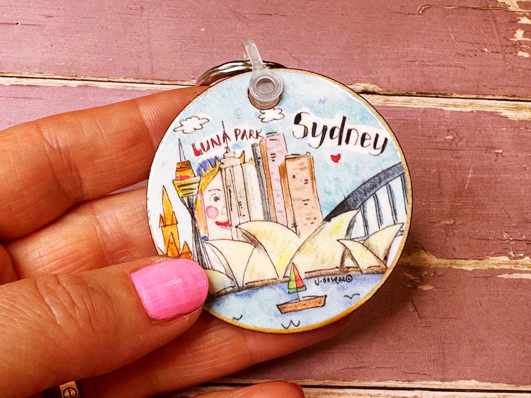 Sydney Australia Travel Keepsake Wooden Printed Key Ring - Etsy