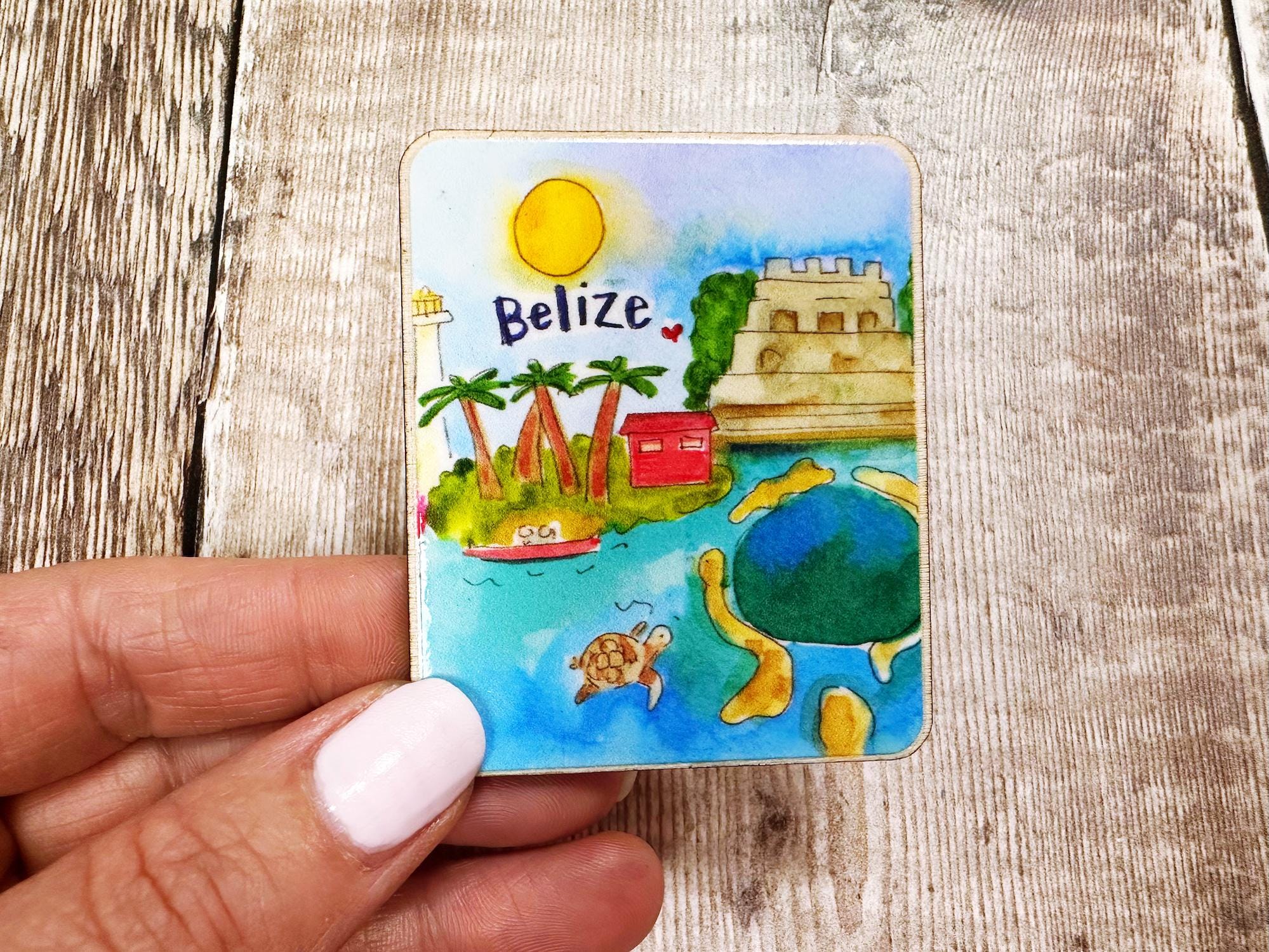 Belize Central America Little City Landmark Cute Wooden Fridge Magnet ...