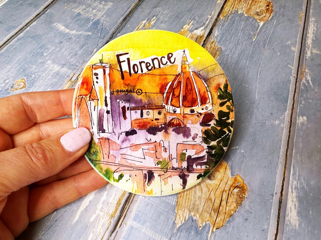 Florence Italy Tower Little City Landmarks Ceramic Coaster - Etsy