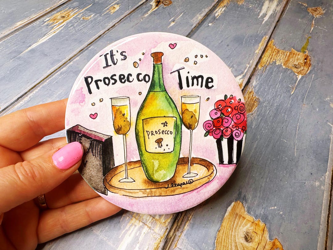 Prosecco Time Cute Little Beverage Gift Ceramic Coaster - Etsy