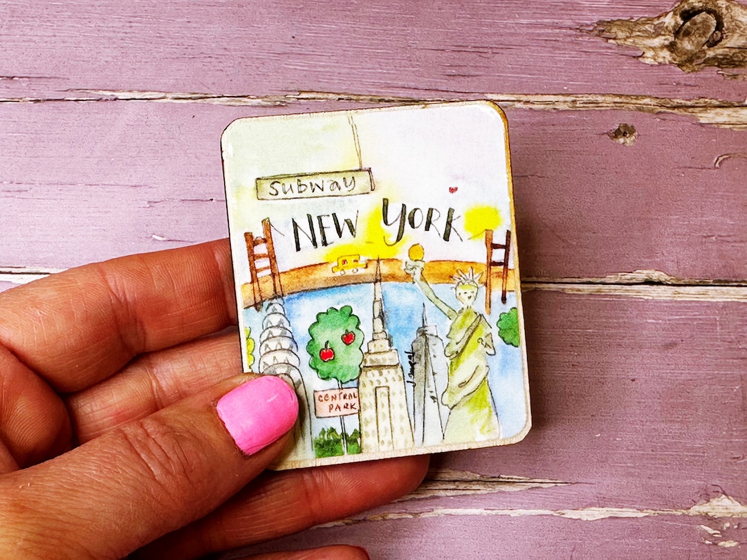 New York City Little City Landmark Cute Wooden Fridge Magnet - Etsy