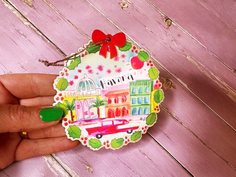 Havana Little Landmarks Wooden Hanging Decoration Christmas Keepsake ...