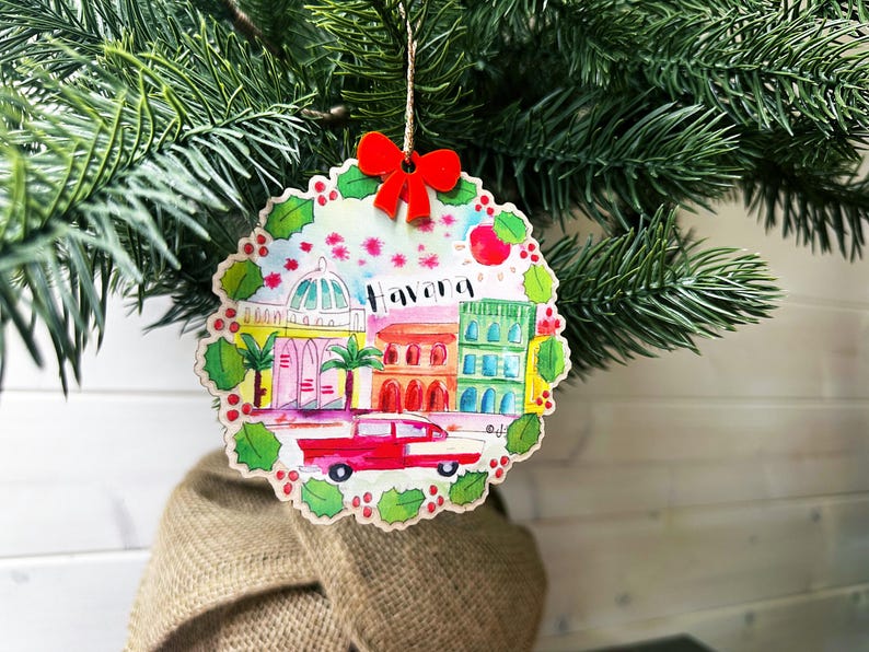 Havana Little Landmarks Wooden Hanging Decoration Christmas Keepsake ...