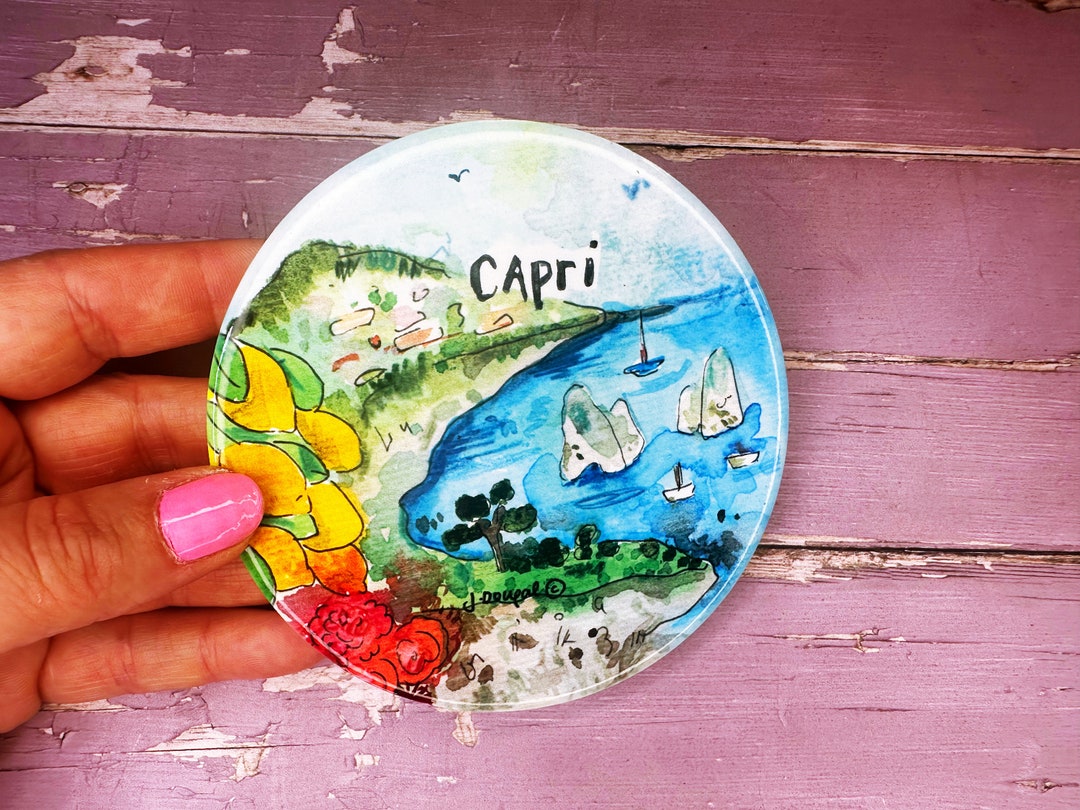 Capri Italy Little City Landmarks Ceramic Coaster - Etsy