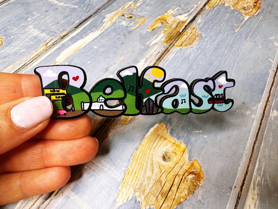 Belfast Text With Landmarks Cutout Cute Wooden Fridge Magnet - Etsy
