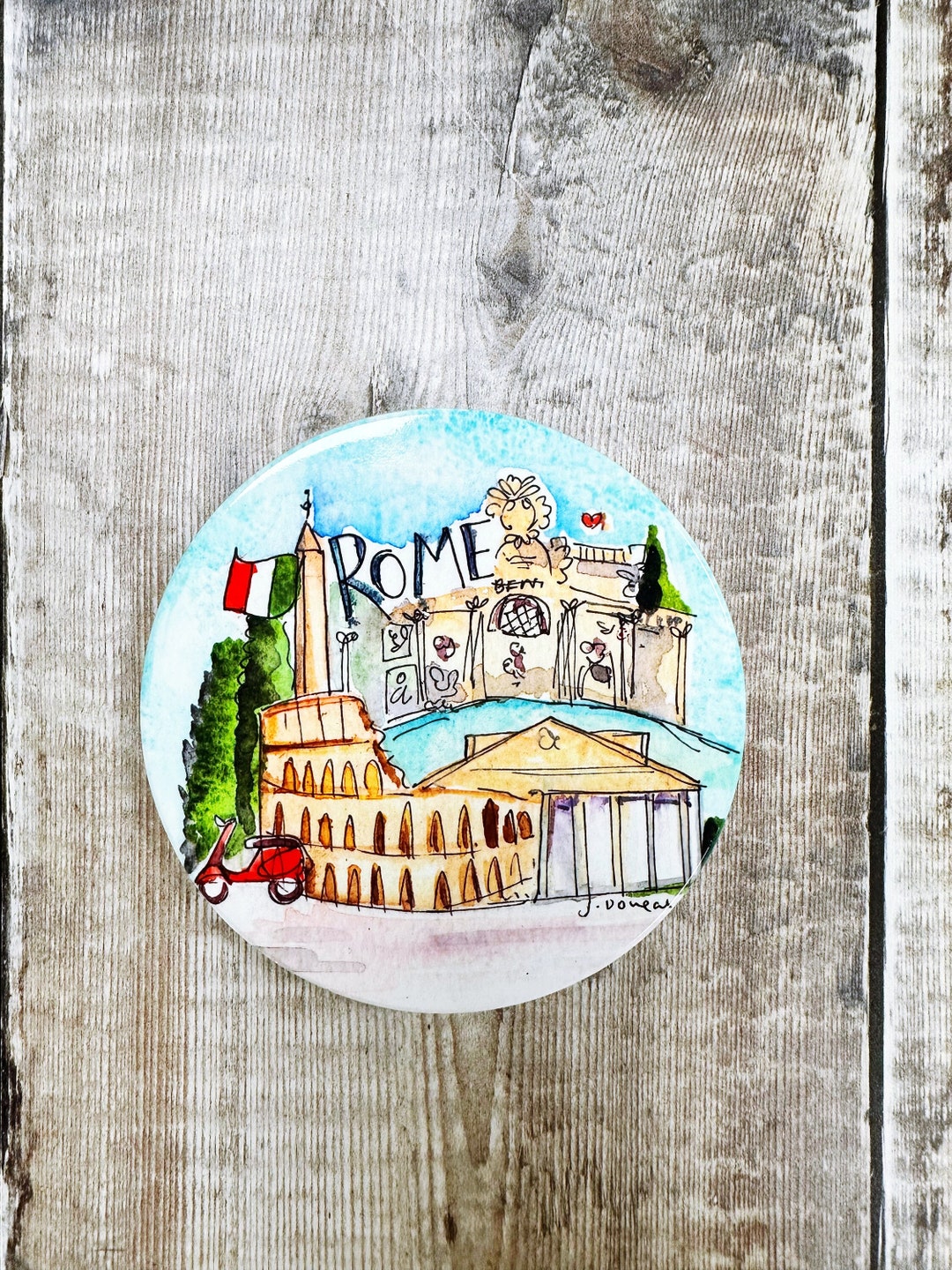 Rome Italy Little City Landmarks Ceramic Coaster - Etsy
