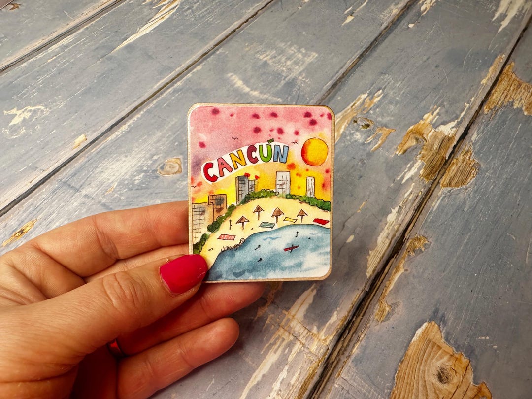 Cancun Mexico Little City Landmark Cute Wooden Fridge Magnet - Etsy