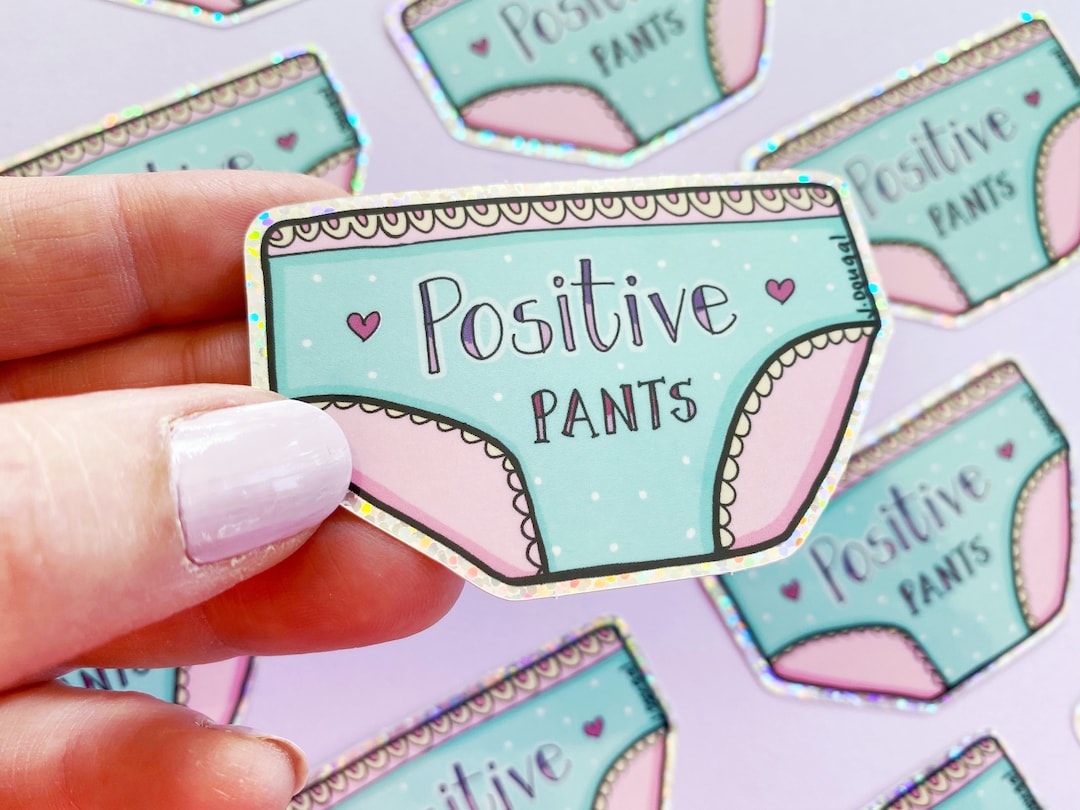 Positive Pants Glitter Kawaii Die Cut Shiny Vinyl Sticker - Etsy