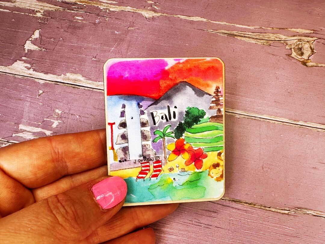 Bali Indonesia Little City Landmark Cute Wooden Fridge Magnet - Etsy