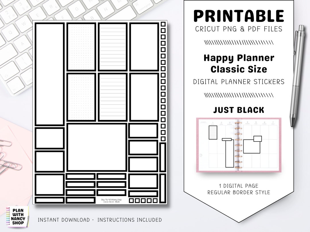 Planner Box Stickers for Happy Planner, Colorful Planner Boxes, Write ...