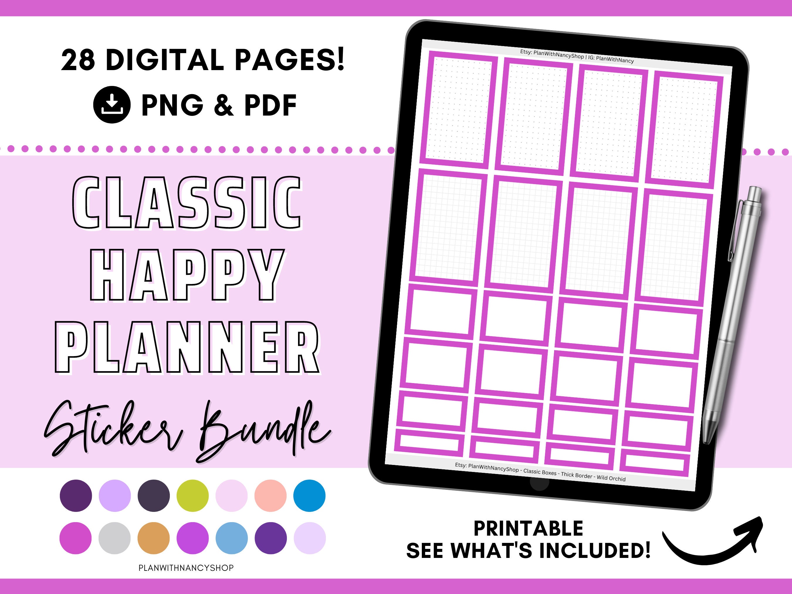 Colorful Orchid Planner Sticker Boxes for Classic Happy Planner ...