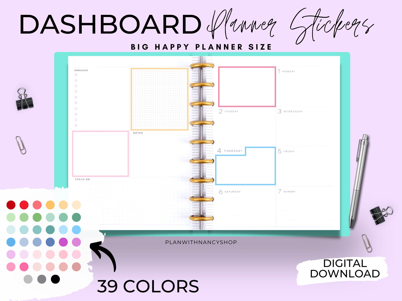 Big Happy Planner Stickers Printable Planner Box Stickers - Etsy