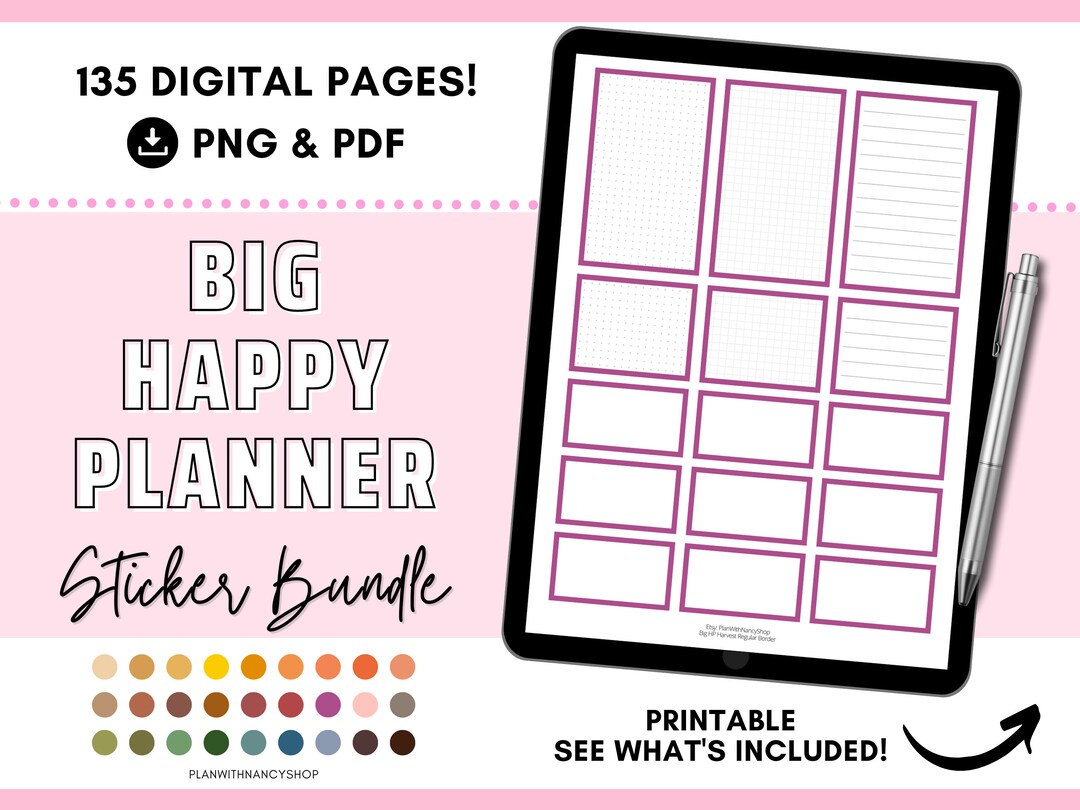 Decorative Printable Write on Boxes for Big Happy Planner, Functional ...