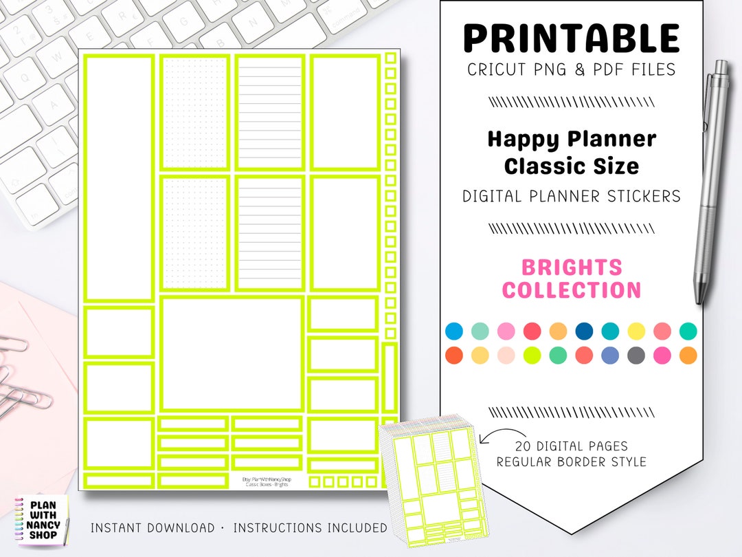 Classic Happy Planner Weekly Sticker Kit Bundle Digital Boxes - Etsy
