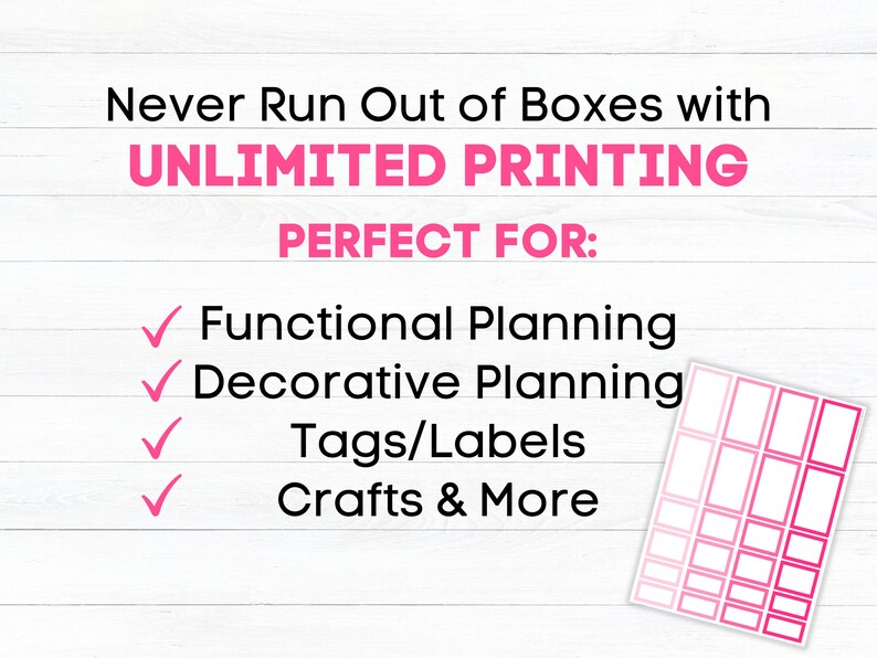 Planner Box Stickers for Happy Planner Colorful Planner - Etsy