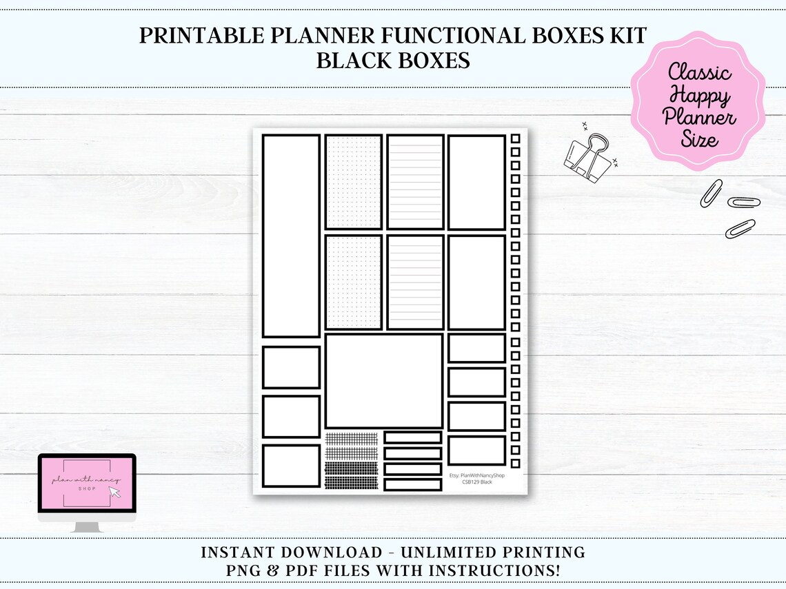 Planner Box Stickers for Happy Planner Colorful Planner - Etsy